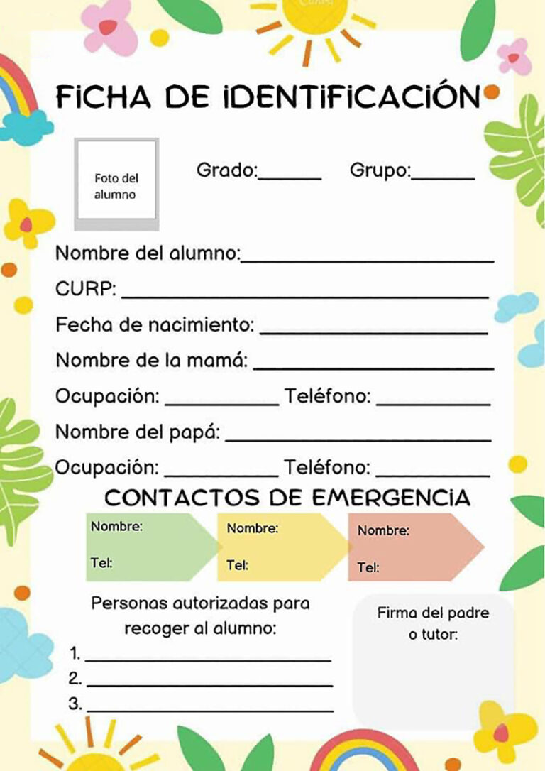 Ejemplos de Ficha de identificación escolar para Primaria - Material ...